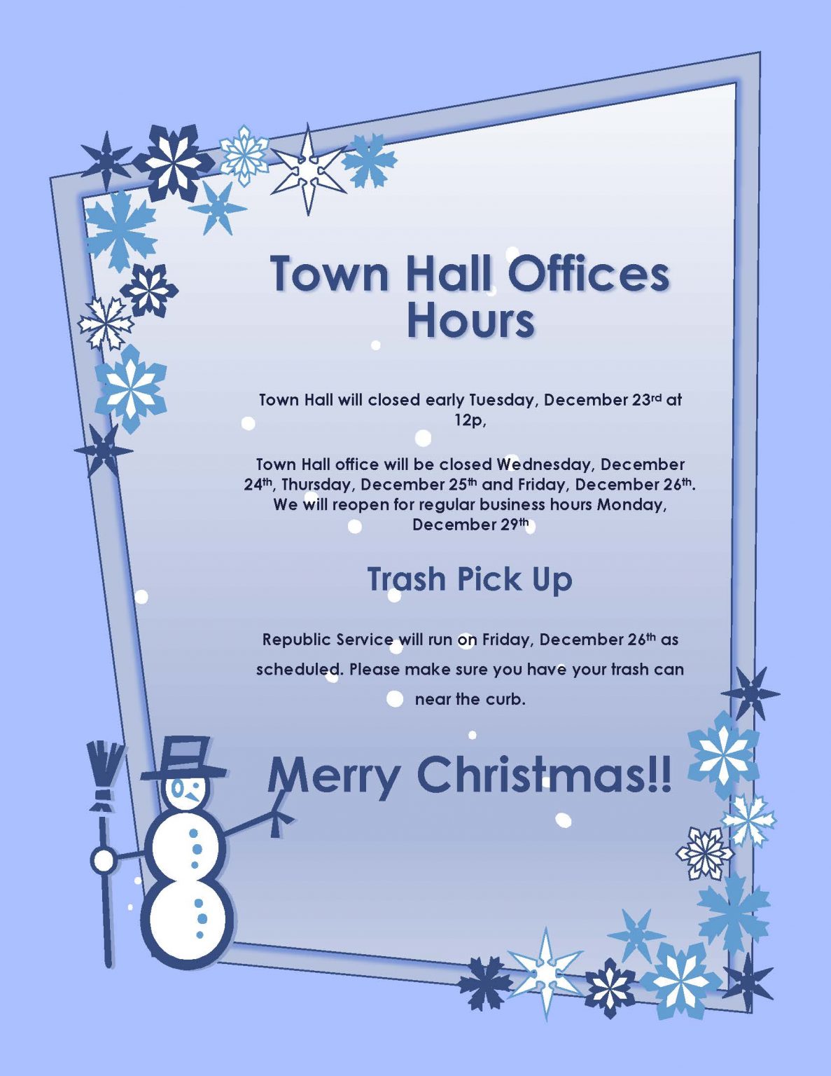 Town Hall Closed – TOWN OF MOUNT GILEAD